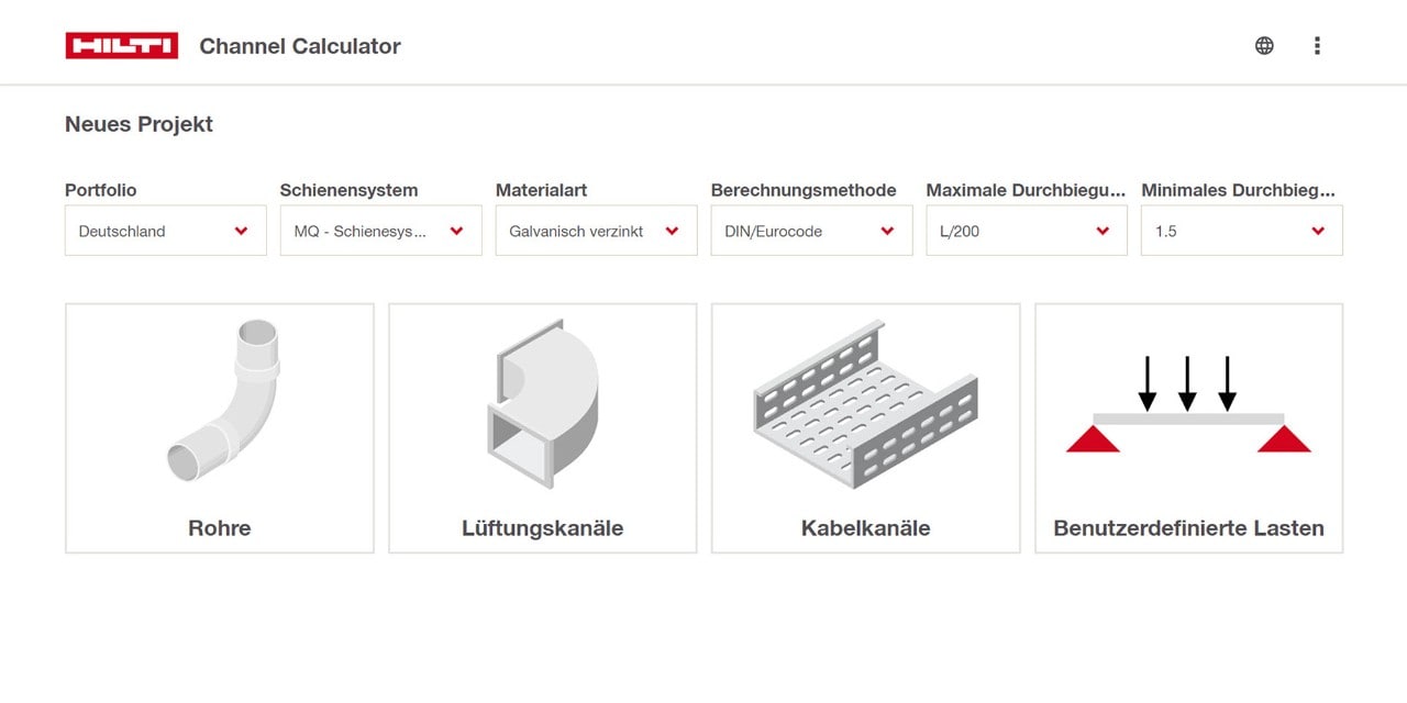 Hilti Channel Calculator App - Hilti Italia