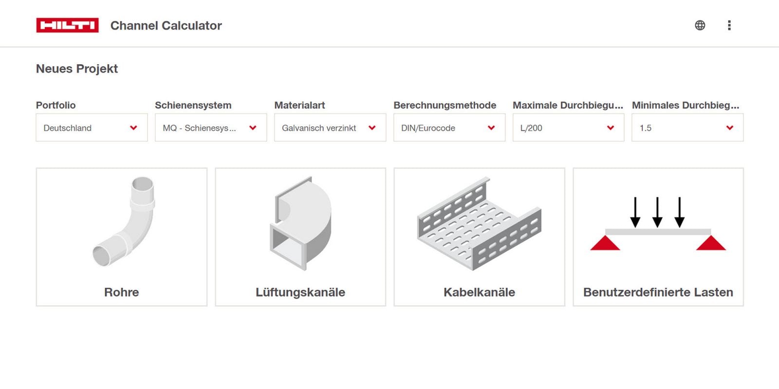 Hilti Channel Calculator App - Hilti Italia